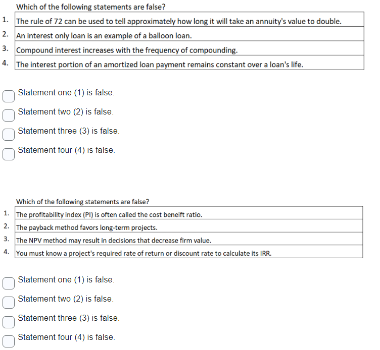 Solved Statement one (1) is false. Statement two (2) is | Chegg.com