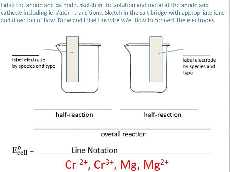 Solved Label the anode and cathode, sketch in the solution | Chegg.com