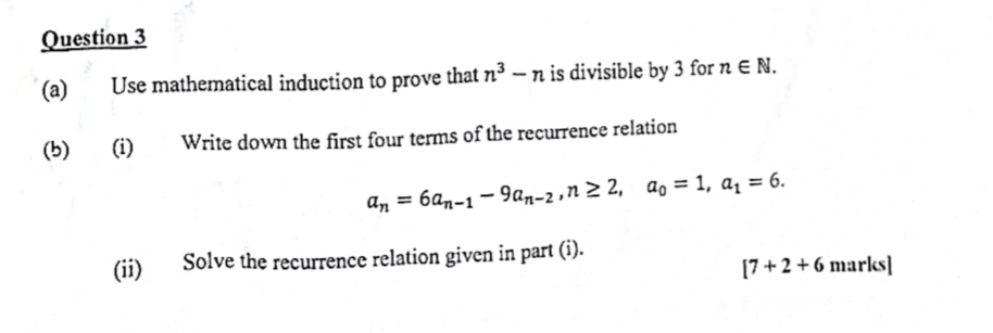 Solved Question 3(a) ﻿Use mathematical induction to prove | Chegg.com