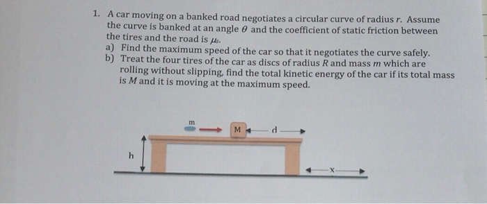 Solved 1. A car moving on a banked road negotiates a | Chegg.com