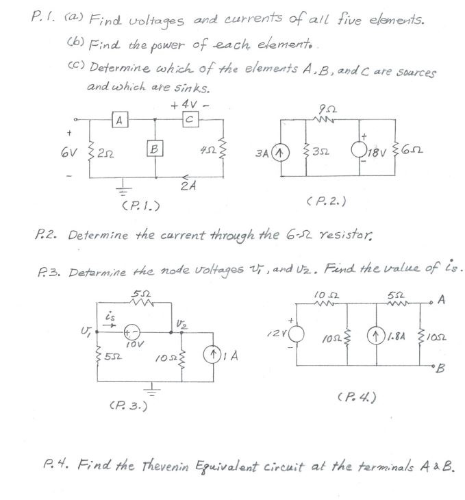 Solved P1.Find the voltages and currents for all five | Chegg.com