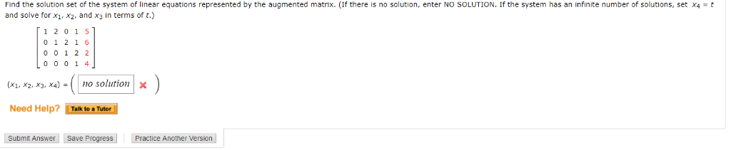 Solved Find the solution set of the system of linear | Chegg.com