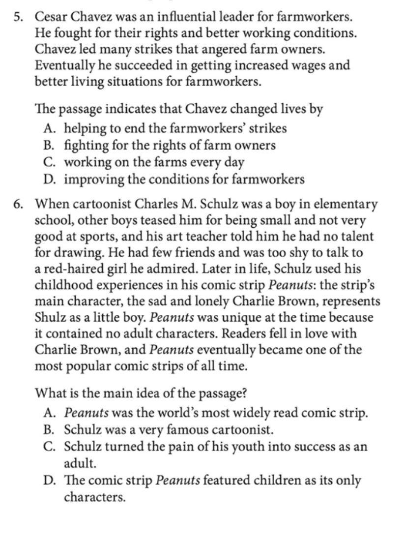 Solved 5. Cesar Chavez was an influential leader for | Chegg.com