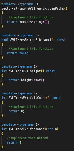 Solved Can you help me implement these functions in C++ for | Chegg.com