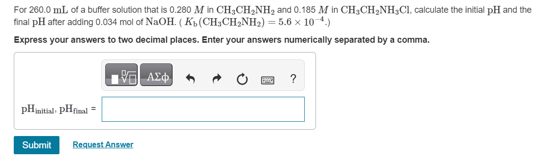 Solved For 260.0 mL of a buffer solution that is 0.280M in | Chegg.com