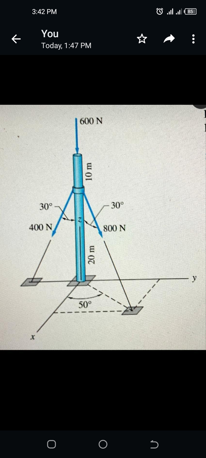 Solved The three forces acting on the pole are equivalent to | Chegg.com