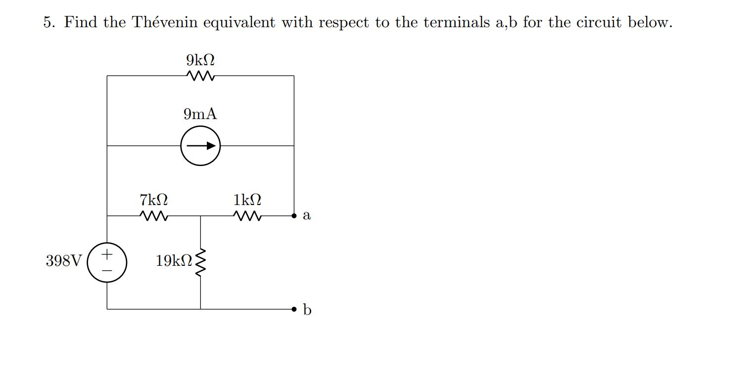 Solved 5. Find the Thévenin equivalent with respect to the | Chegg.com