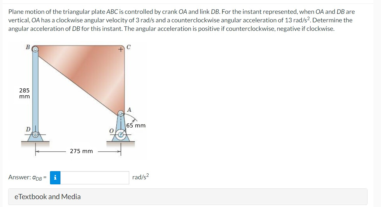 Solved Plane motion of the triangular plate ABC is | Chegg.com