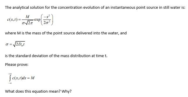 Solved The analytical solution for the concentration | Chegg.com