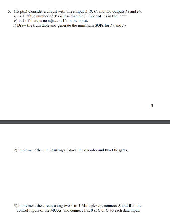Solved 5. (15 pts.) Consider a circuit with three-input A, | Chegg.com