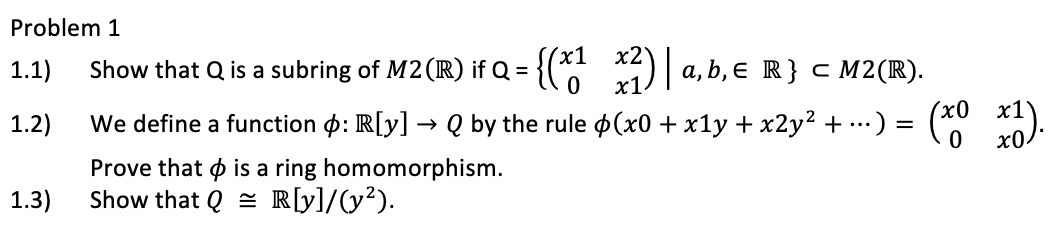 Solved For 1.1, prove the statement by showing that the | Chegg.com
