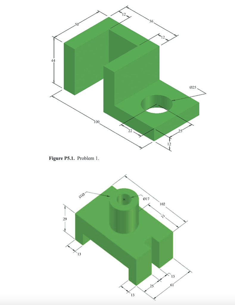 Solved Create the standard views (top, front, and right) for | Chegg.com