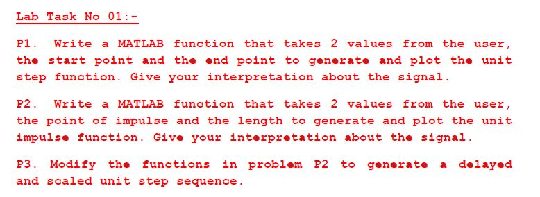 Solved Lab Task No 01:- P1. Write a MATLAB function that | Chegg.com