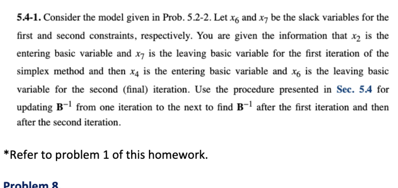 5.4-1. Consider the model given in Prob. 5.2-2. Let | Chegg.com