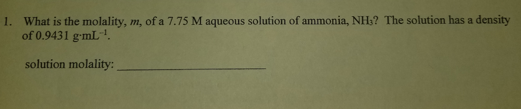 Solved What is the molality, m, of a 7.75 M aqueous solution | Chegg.com