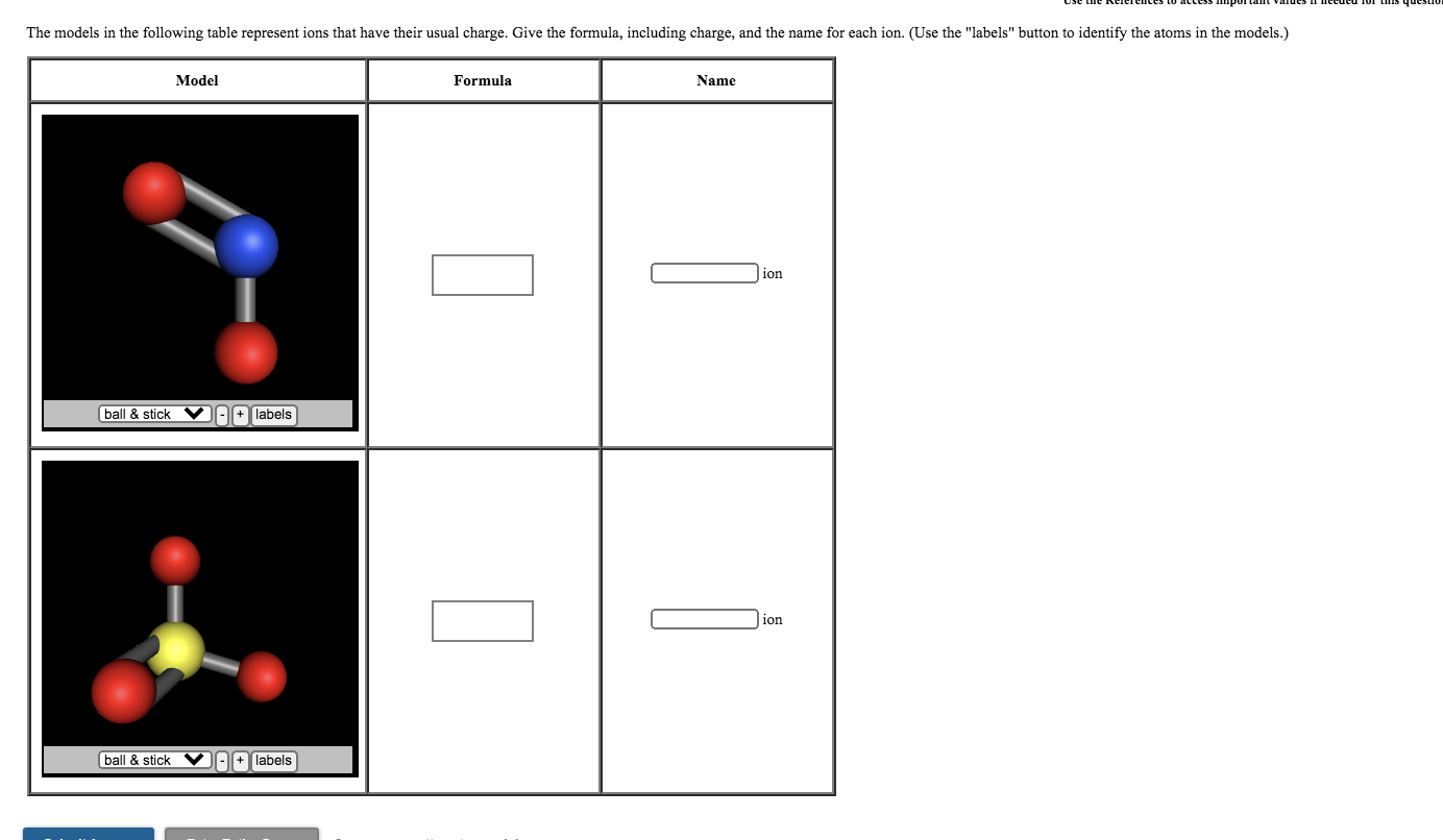 Solved The 3D models in the following table represent ions | Chegg.com