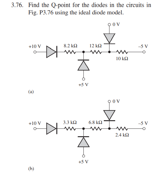 Solved 3.76. Find the Q-point for the diodes in the circuits | Chegg.com