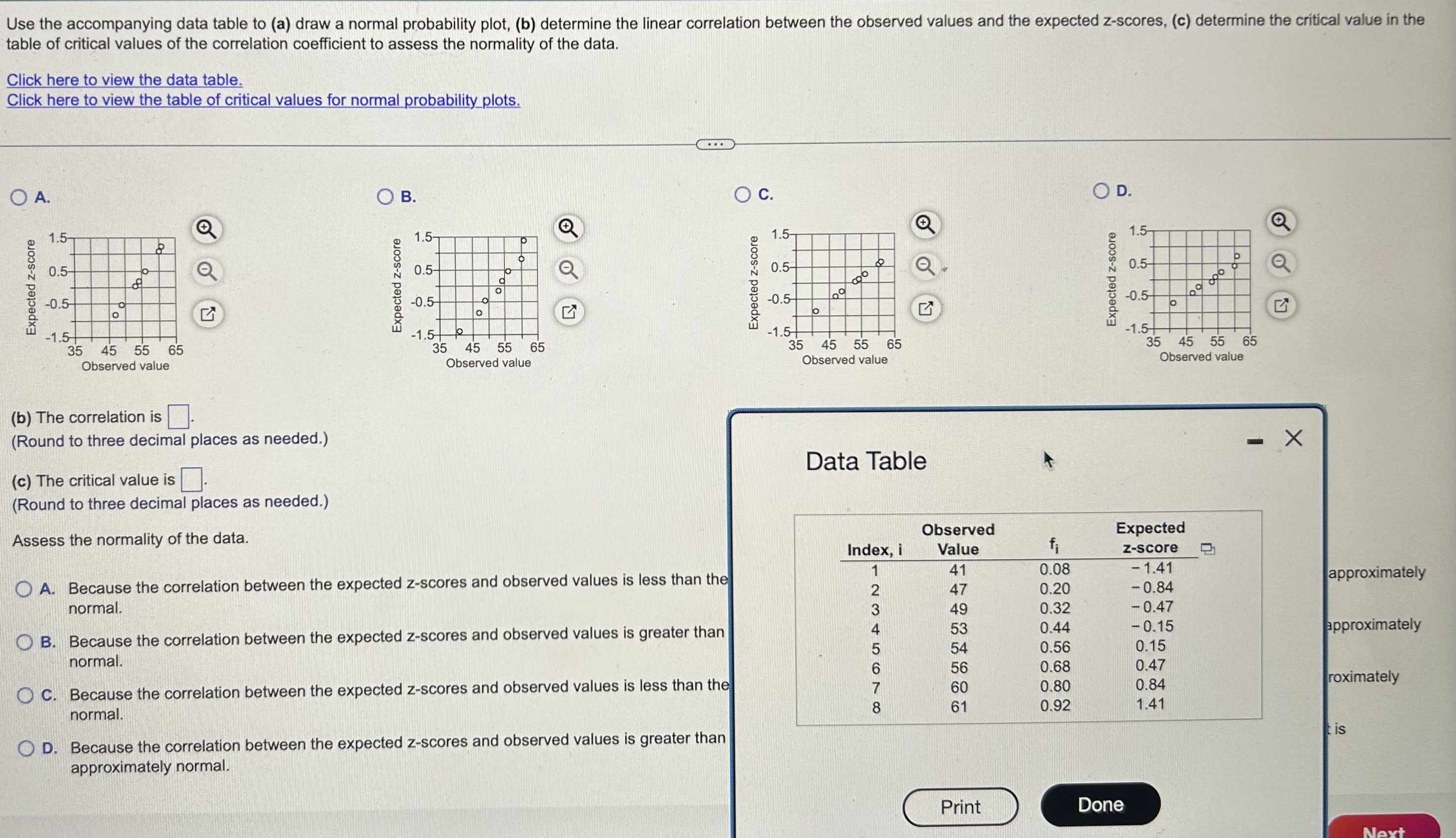 Solved table of critical values of the correlation | Chegg.com