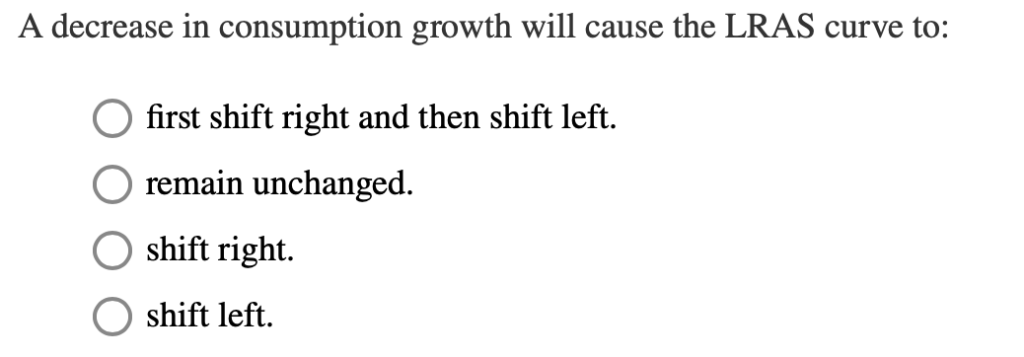 Solved A decrease in consumption growth will cause the LRAS | Chegg.com