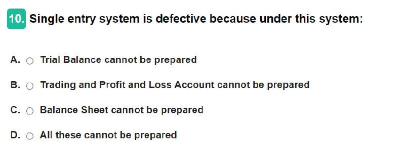 Solved Single entry system is defective because under this | Chegg.com
