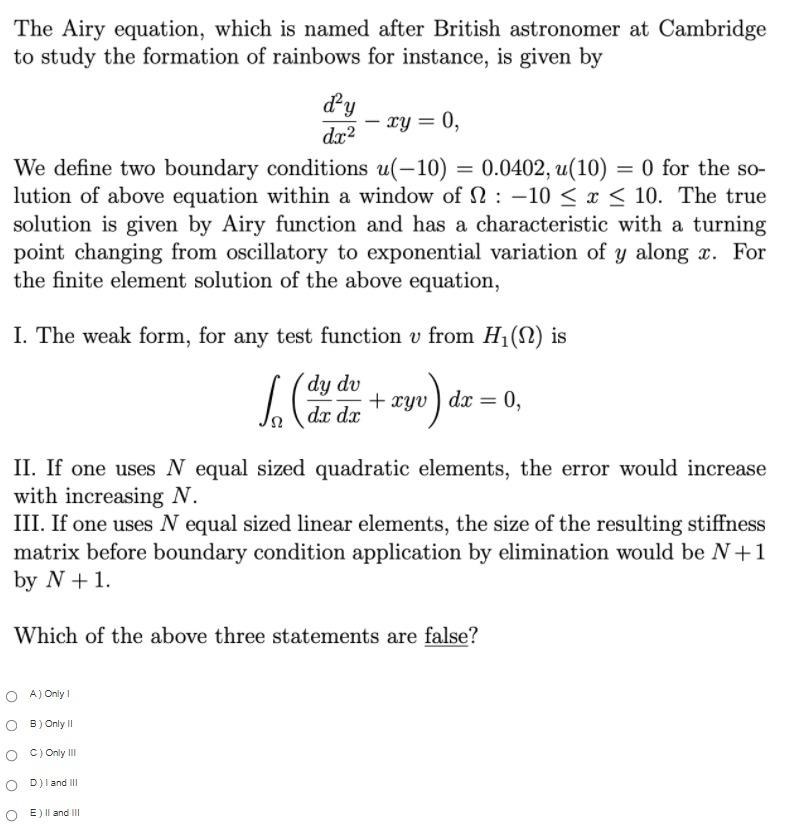 Solved The Airy equation, which is named after British | Chegg.com
