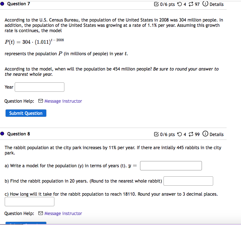 Solved According to the U.S. Census Bureau, the population | Chegg.com