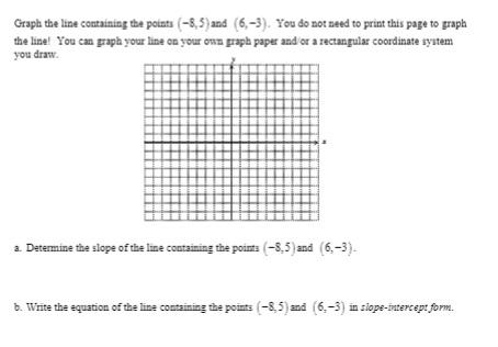 Solved Graph the line containing the points (-8, 5 and | Chegg.com