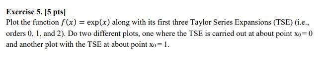 Solved Exercise 5. [5 pts] Plot the function f(x)=exp(x) | Chegg.com