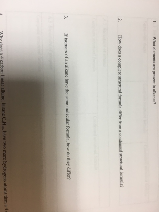 Solved What elements are present in alkanes? How does a | Chegg.com