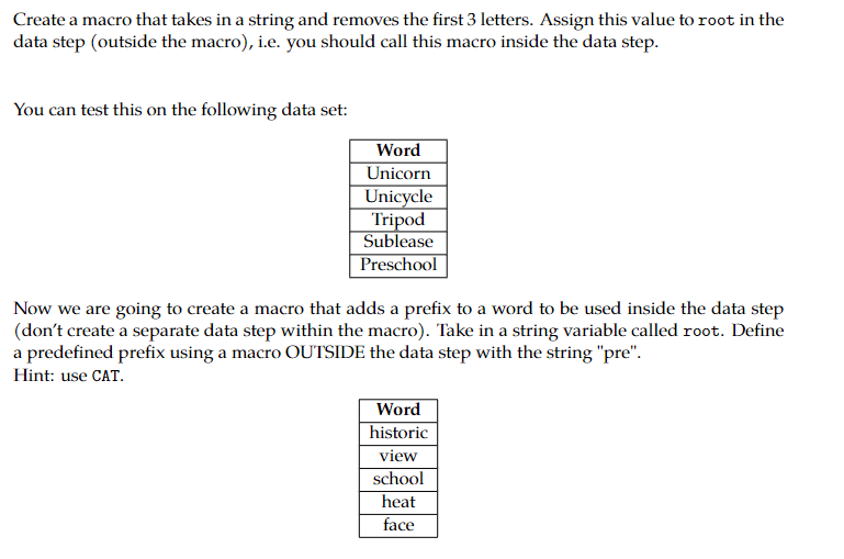 Solved Please use SAS. Create a macro and assign root in a | Chegg.com