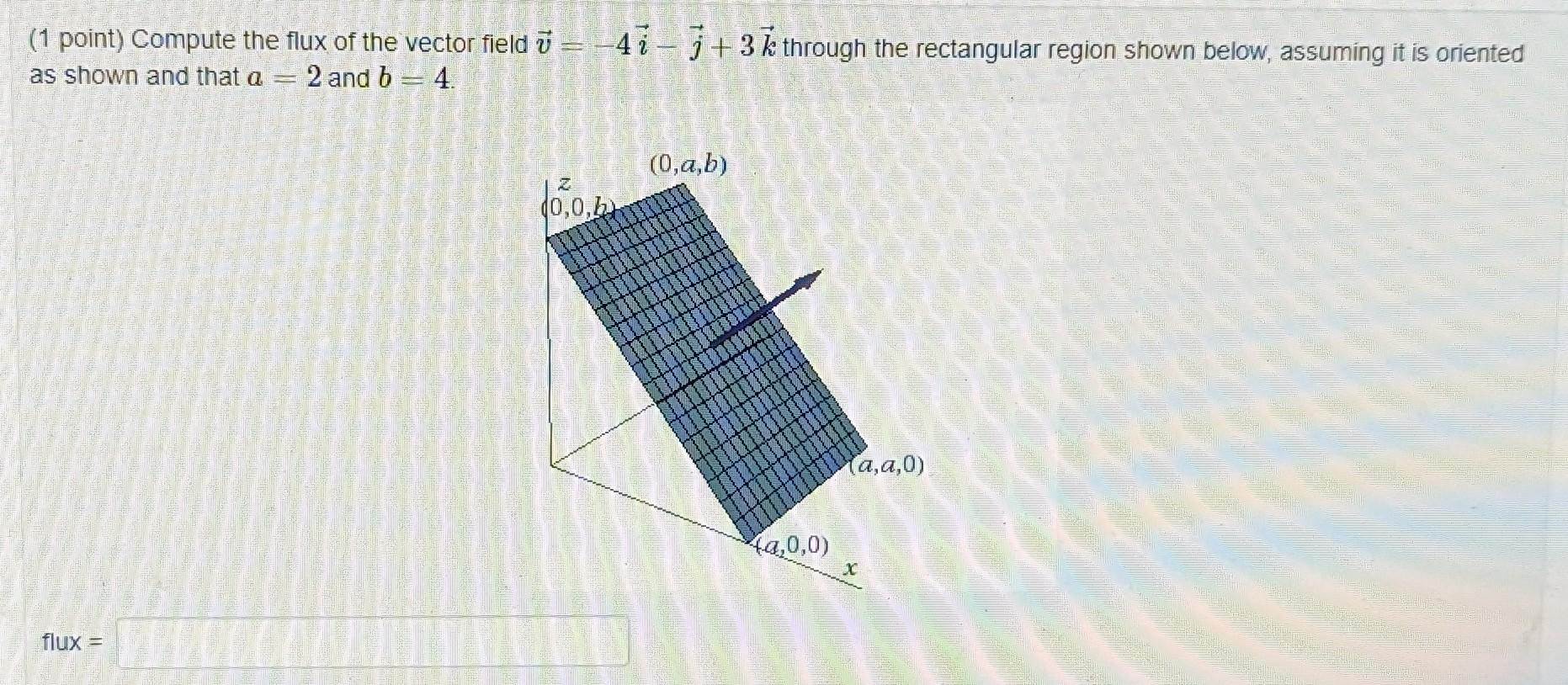 (1 point) Compute the flux of the vector field | Chegg.com (1 point) Compute the flux of the vector field | Chegg.com