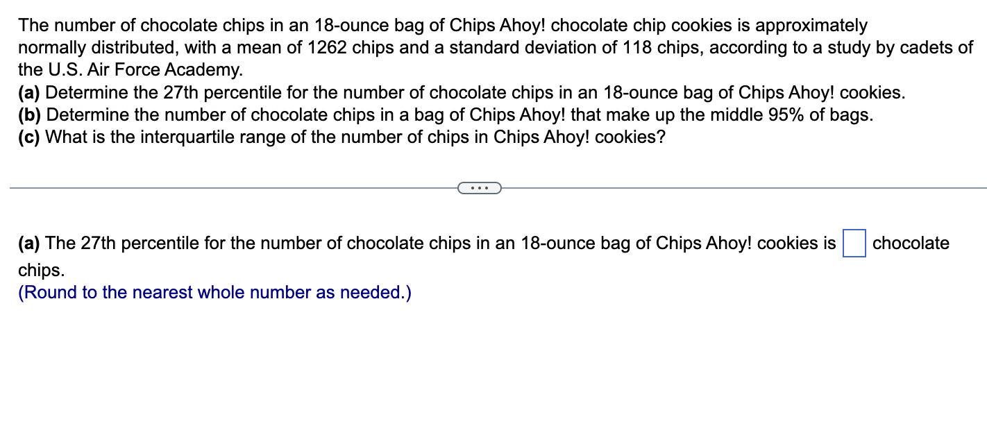 Solved please answer all three parts The number of chocolate | Chegg.com