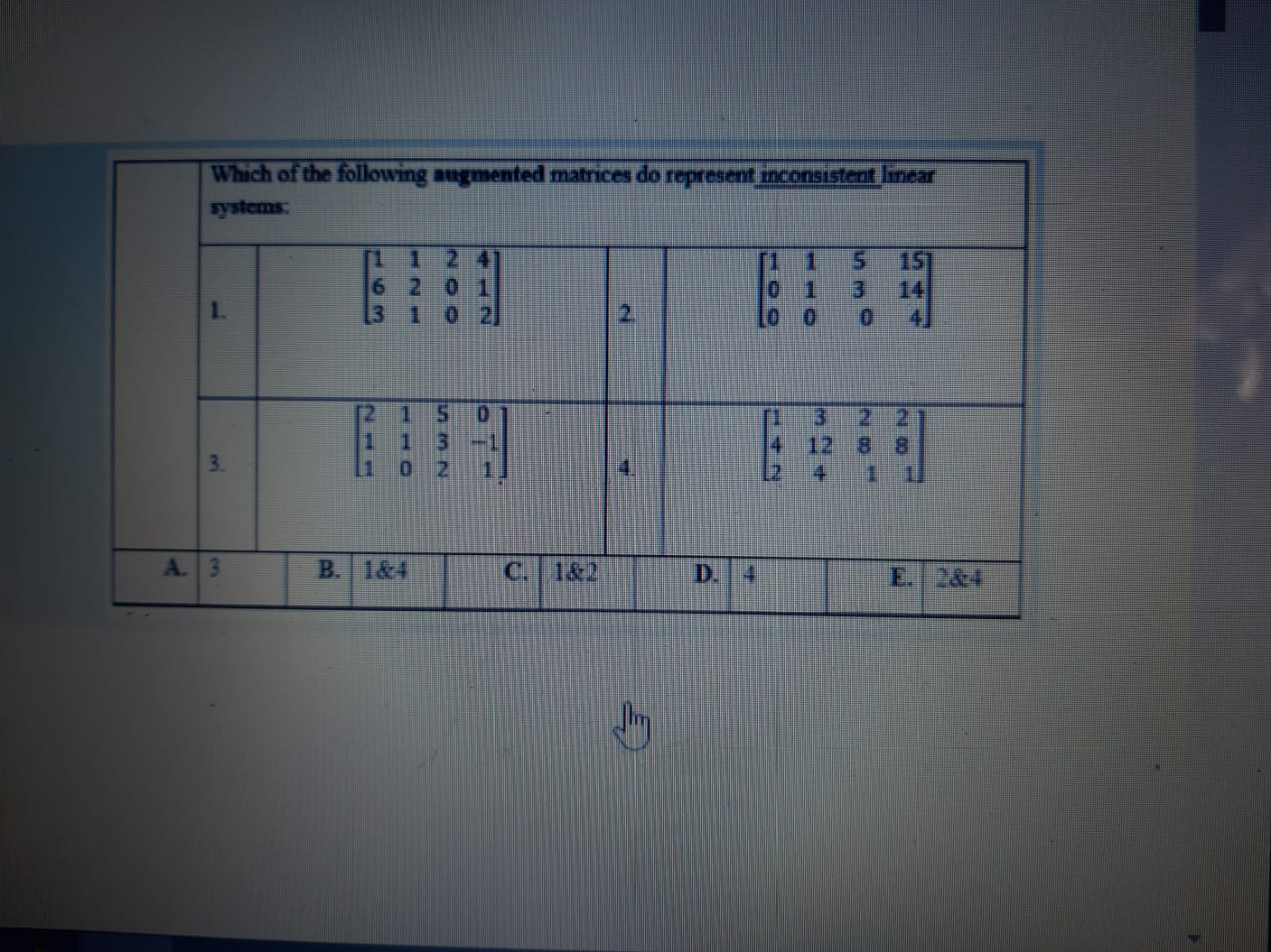 Solved Which of the following augmented matrices do | Chegg.com