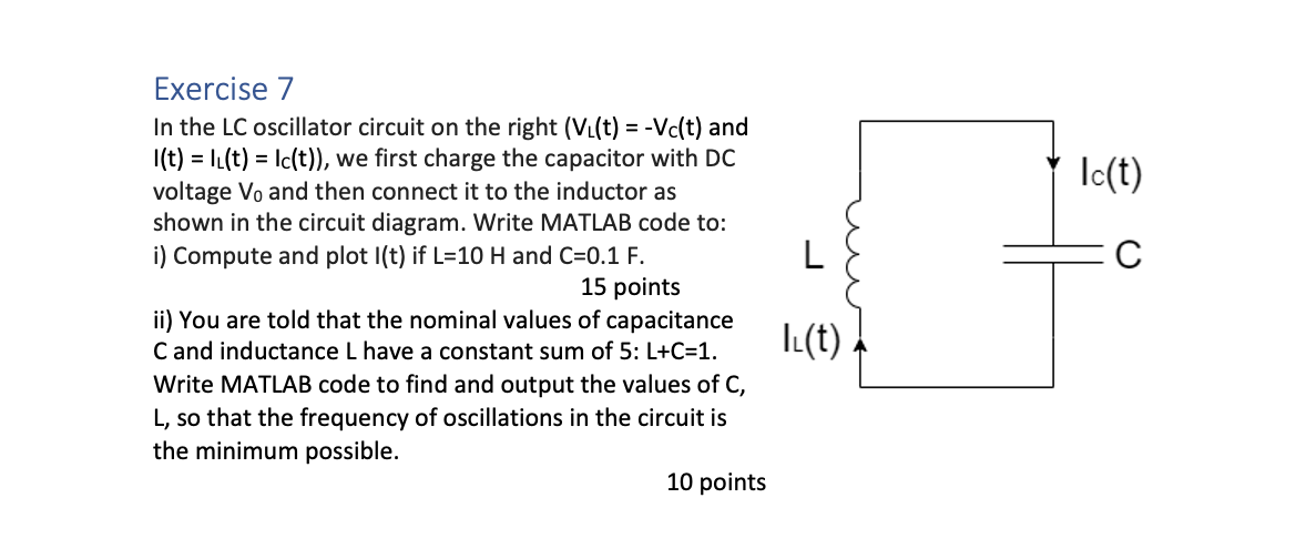 Solved Exercise 7 In the LC oscillator circuit on the right | Chegg.com
