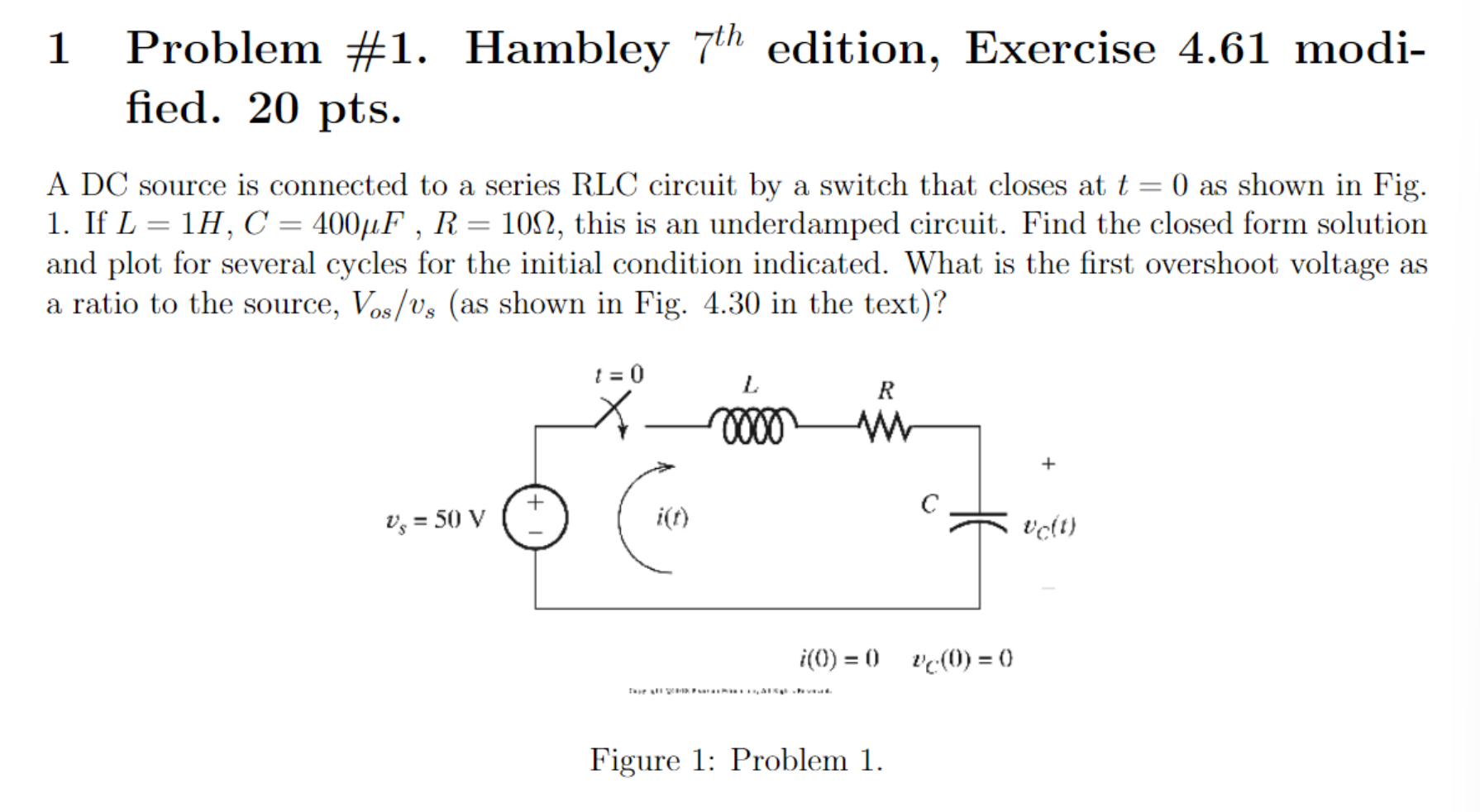 Solved 1 ﻿Problem #1. ﻿Hambley 7th ﻿edition, Exercise 4.61 | Chegg.com