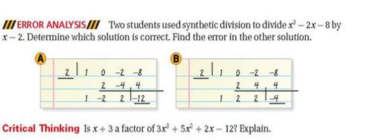 Solved WERROR ANALYSIS/// Two students used synthetic | Chegg.com
