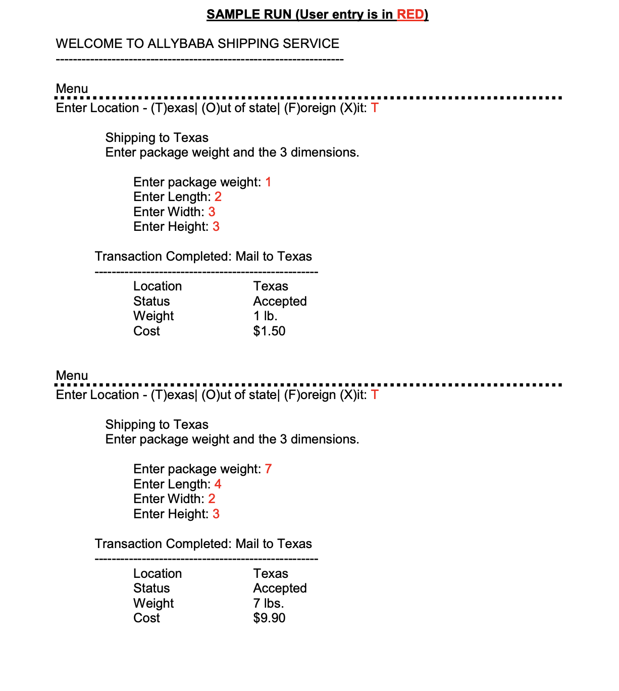 Solved Package Size/Weight Requirements - The package weight | Chegg.com
