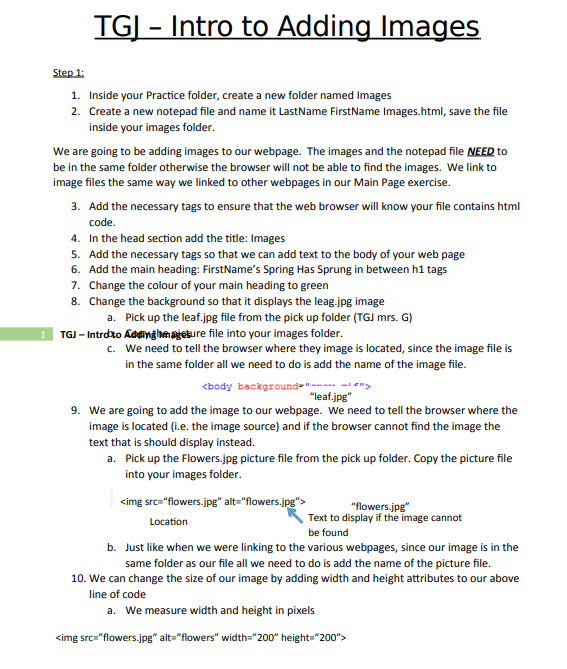 Solved TGJ – Intro to Adding Images Step 1: 1. Inside your | Chegg.com