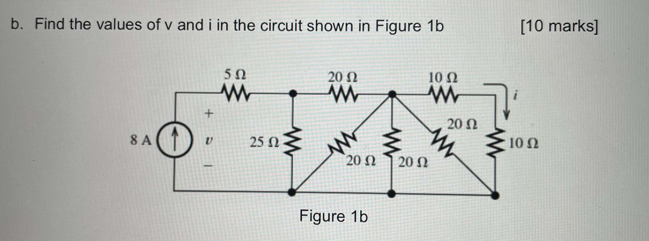 Solved b. ﻿Find the values of v ﻿and i ﻿in the circuit shown | Chegg.com
