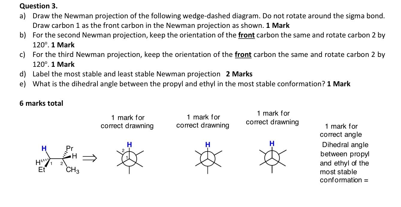 Solved Question 3. a) Draw the Newman projection of the | Chegg.com