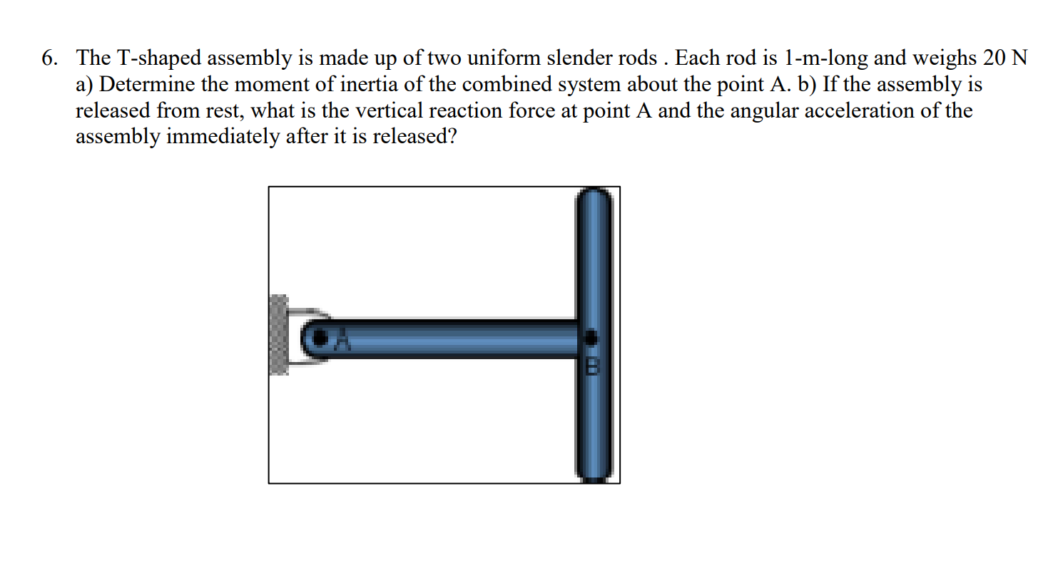 Solved 6. The T-shaped assembly is made up of two uniform | Chegg.com
