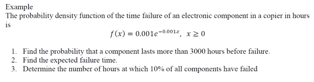 Solved Example The probability density function of the time | Chegg.com