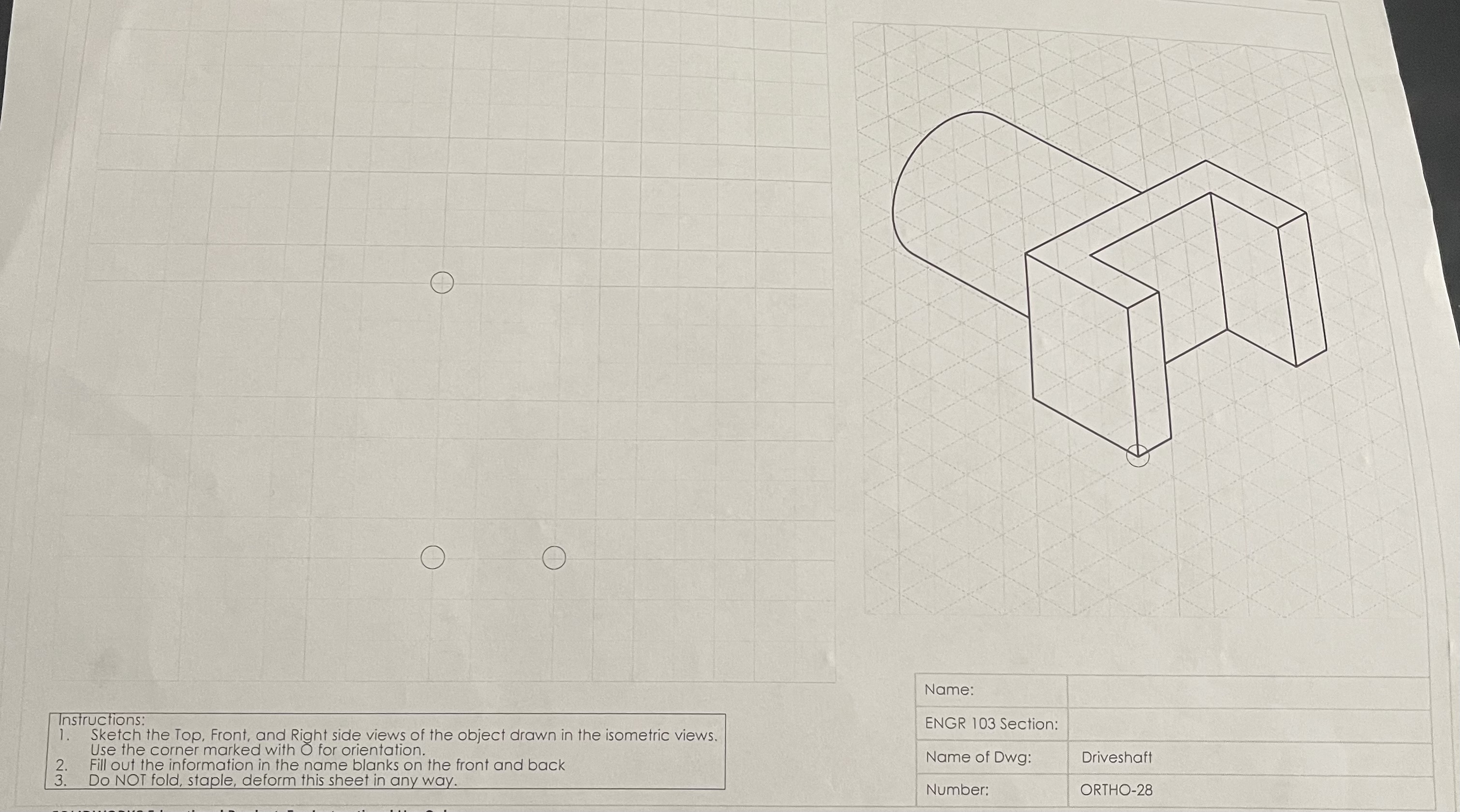 Solved Instructions: 1. Sketch the Top, Front, and Right | Chegg.com