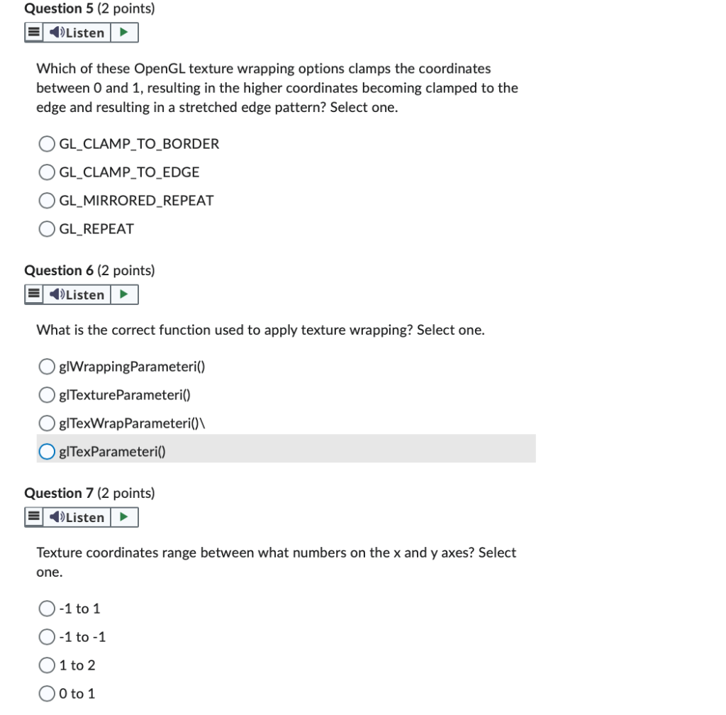 Solved Which Of These Opengl Texture Wrapping Options Clamps