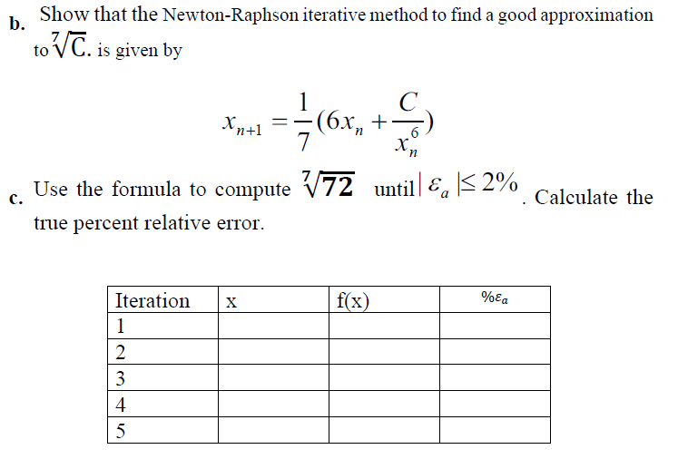 Solved b. Show that the Newton-Raphson iterative method to | Chegg.com