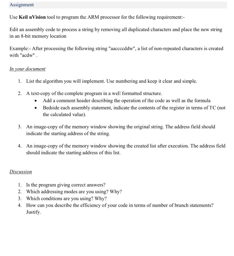 Solved Assignment Use Keil uVision tool to program the ARM | Chegg.com