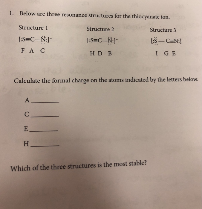 Solved 1. Below are three resonance structures for the | Chegg.com