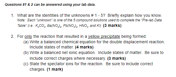 Solved Pre-lab Data Table: In each cell, record what | Chegg.com