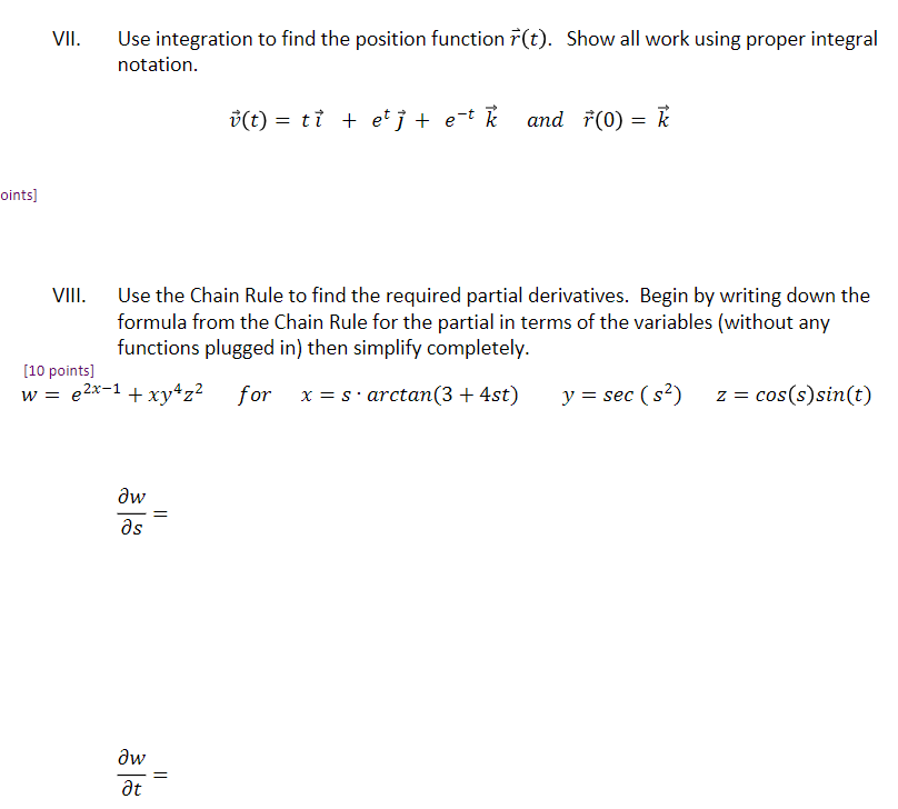 Solved VIl Use integration to find the position function | Chegg.com
