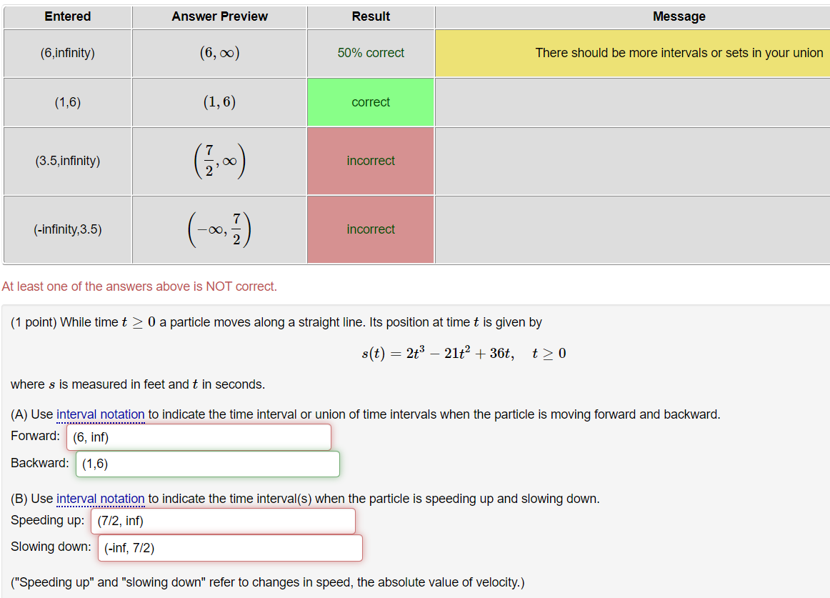 Solved Entered Answer Preview Result Message (6,infinity) | Chegg.com